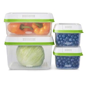 rubbermaid freshworks produce saver, medium and large storage containers, 8-piece set, clear