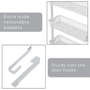 Smart Design Over The Door Organizer for Storage – Perfect for Pantry, Bedroom, Bathroom, Playroom, Kitchen - Maximum Storage with 6 Baskets  - Adjustable Steel Frame & Wall Mount – White