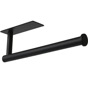 theaoo paper towel holder – under cabinet paper towel holder for kitchen, adhesive paper towel roll rack for bathroom towel, wall mounted matte black paper towel rack, sus304 stainless steel