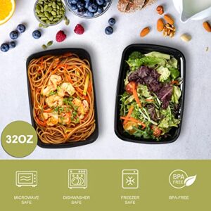 Ezalia 15 Pack- Meal Prep Containers 32oz, Plastic Food Prep Containers with Lids, Leakproof To Go Containers with Lids Reusable Food Containers, BPA-Free, Microwave/Dishwasher/Freezer Safe