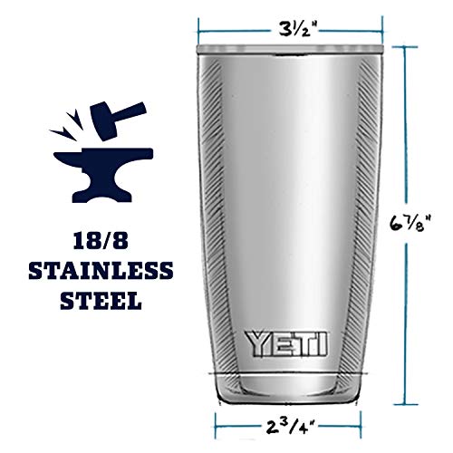 YETI Rambler 20 oz Tumbler, Stainless Steel, Vacuum Insulated with MagSlider Lid, Stainless