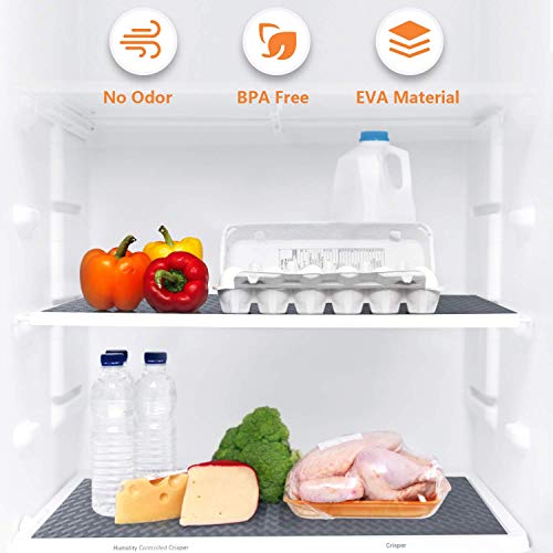 Shelf Liners for Kitchen Cabinets Refrigerator Liners Waterproof & Oil-Proof Kitchen Cupboard Liner Durable Plastic Drawer Mats EVA Material Non Adhesive Fridge Liner for Shelves Gray 11.8 x 59 Inch