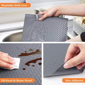 Shelf Liners for Kitchen Cabinets Refrigerator Liners Waterproof & Oil-Proof Kitchen Cupboard Liner Durable Plastic Drawer Mats EVA Material Non Adhesive Fridge Liner for Shelves Gray 11.8 x 59 Inch