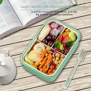 LOVINA Bento Boxes for Adults - 1100 ML Bento Lunch Box For Kids Childrens With Spoon & Fork - Durable Perfect Size for On-the-Go Meal, BPA-Free and Food-Safe Materials(Green)