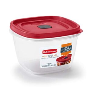 rubbermaid easy find lids 7-cup food storage and organization container, racer red