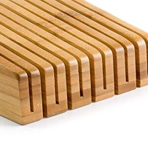 Bellemain 100% Pure Bamboo in Drawer Knife Block, Knife Organizer. Store Knives Safely with The Blades Down. Storage Solution for Your Kitchen, Drawer Knife Organizer