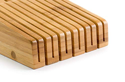 Bellemain 100% Pure Bamboo in Drawer Knife Block, Knife Organizer. Store Knives Safely with The Blades Down. Storage Solution for Your Kitchen, Drawer Knife Organizer