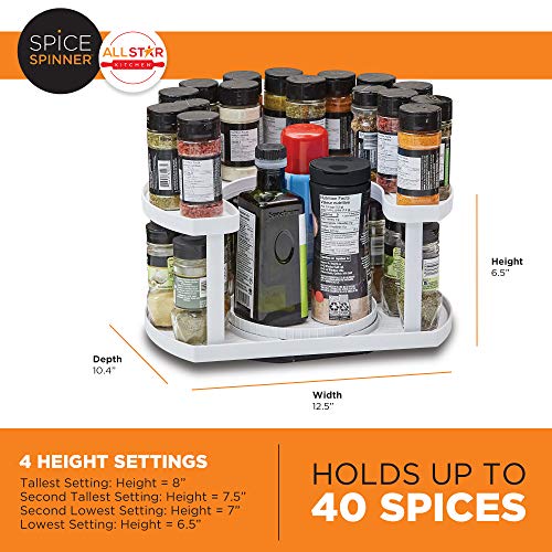 Spice Spinner Two-Tiered Spice Organizer & Holder That Saves Space, Keeps Everything Neat, Organized & Within Reach With Dual Spin Turntables