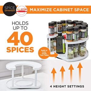 Spice Spinner Two-Tiered Spice Organizer & Holder That Saves Space, Keeps Everything Neat, Organized & Within Reach With Dual Spin Turntables