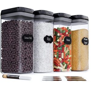 airtight extra large food storage containers – set of 4, all same size – kitchen & pantry organization – cereal, spaghetti, noodles, pasta, flour and sugar containers – plastic canisters with lids