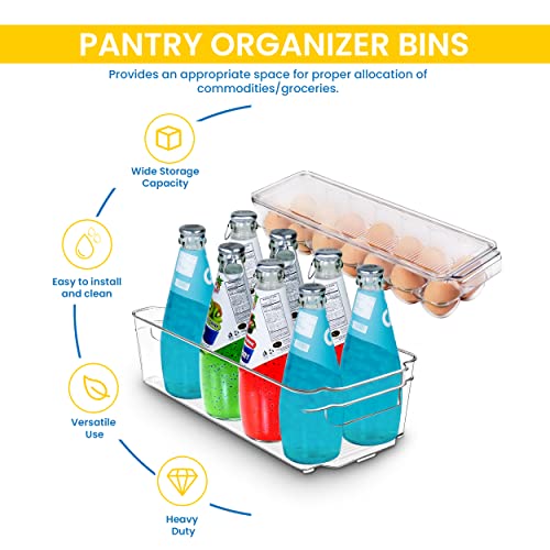 Utopia Home Set of 6 Fridge Organizer - Includes 6 Refrigerator Organizer Bins (5 Drawers & 1 Egg Holder) - Pantry Organization And Storage Bins for Freezers, Countertops and Cabinets