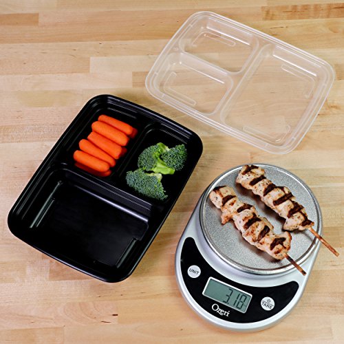 Freshware Meal Prep Containers [21 Pack] 3 Compartment with Lids, Food Storage Containers, Bento Box, BPA Free, Stackable, Microwave/Dishwasher/Freezer Safe (24 oz)