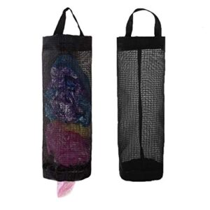 togetrue plastic bag holder, grocery bag holder mesh hanging storage bag dispenser (black 2 packs)