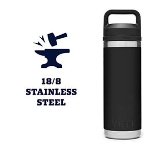 YETI Rambler 18 oz Bottle, Vacuum Insulated, Stainless Steel with Chug Cap, Black