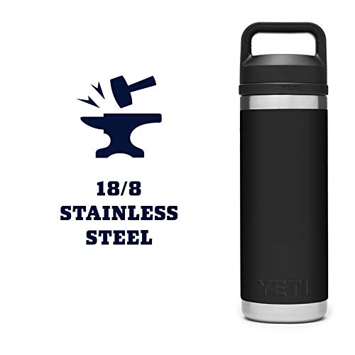 YETI Rambler 18 oz Bottle, Vacuum Insulated, Stainless Steel with Chug Cap, Black