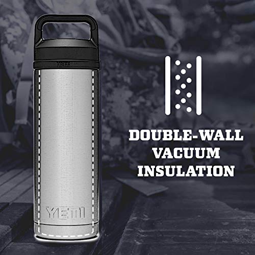 YETI Rambler 18 oz Bottle, Vacuum Insulated, Stainless Steel with Chug Cap, Black