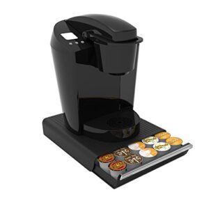 mind reader single serve coffee pod drawer and holder, 30 capacity coffee station and pod capsule storage organizer, pull out tray for condiments, coffee accessories (black, 12.60 x 10.55 x 2.50)