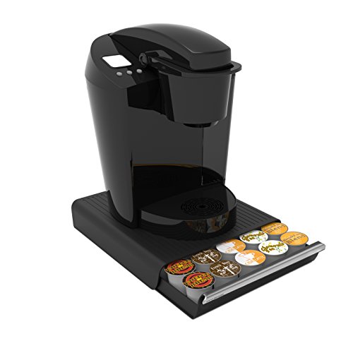 Mind Reader Single Serve Coffee Pod Drawer and Holder, 30 Capacity Coffee Station and Pod Capsule Storage Organizer, Pull Out Tray for Condiments, Coffee Accessories (Black, 12.60 x 10.55 x 2.50)