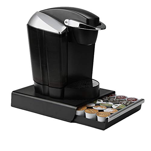 Mind Reader Single Serve Coffee Pod Drawer and Holder, 30 Capacity Coffee Station and Pod Capsule Storage Organizer, Pull Out Tray for Condiments, Coffee Accessories (Black, 12.60 x 10.55 x 2.50)