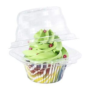 Katgely Individual Cupcake Containers (Pack of 50)- Single Compartment Clear Plastic Cupcake Boxes, Cupcake Holder - Stackable, Deep Dome, Disposable & BPA-Free