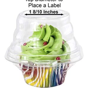 Katgely Individual Cupcake Containers (Pack of 50)- Single Compartment Clear Plastic Cupcake Boxes, Cupcake Holder - Stackable, Deep Dome, Disposable & BPA-Free