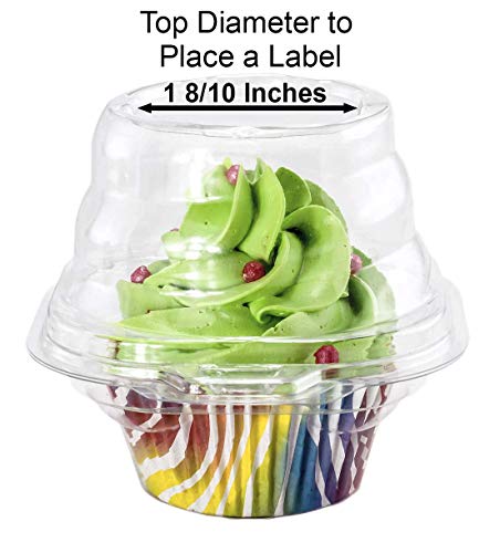 Katgely Individual Cupcake Containers (Pack of 50)- Single Compartment Clear Plastic Cupcake Boxes, Cupcake Holder - Stackable, Deep Dome, Disposable & BPA-Free