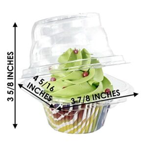 Katgely Individual Cupcake Containers (Pack of 50)- Single Compartment Clear Plastic Cupcake Boxes, Cupcake Holder - Stackable, Deep Dome, Disposable & BPA-Free