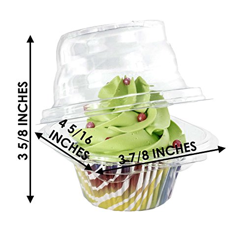 Katgely Individual Cupcake Containers (Pack of 50)- Single Compartment Clear Plastic Cupcake Boxes, Cupcake Holder - Stackable, Deep Dome, Disposable & BPA-Free