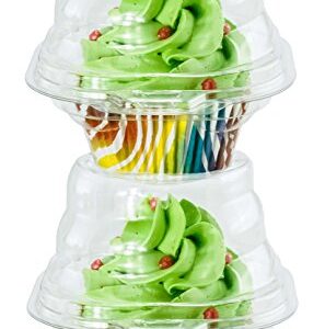 Katgely Individual Cupcake Containers (Pack of 50)- Single Compartment Clear Plastic Cupcake Boxes, Cupcake Holder - Stackable, Deep Dome, Disposable & BPA-Free