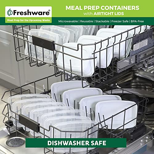 Freshware Meal Prep Containers [15 Pack] 1 Compartment Food Storage Containers with Lids, Bento Box, BPA Free, Stackable, Microwave/Dishwasher/Freezer Safe (28 oz)