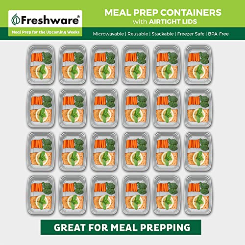 Freshware Meal Prep Containers [15 Pack] 1 Compartment Food Storage Containers with Lids, Bento Box, BPA Free, Stackable, Microwave/Dishwasher/Freezer Safe (28 oz)