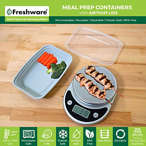 Freshware Meal Prep Containers [15 Pack] 1 Compartment Food Storage Containers with Lids, Bento Box, BPA Free, Stackable, Microwave/Dishwasher/Freezer Safe (28 oz)