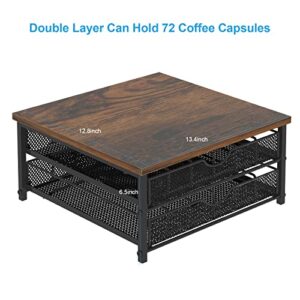 Coffee Pod Holder For Counter, Coffee Pod Drawer for K Cup Storage Drawer Holder, 72 Capacity Pods Storage Organizer for K Cups Capsule Storage with Sliding Baskets for Coffee Station, Black