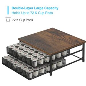 Coffee Pod Holder For Counter, Coffee Pod Drawer for K Cup Storage Drawer Holder, 72 Capacity Pods Storage Organizer for K Cups Capsule Storage with Sliding Baskets for Coffee Station, Black