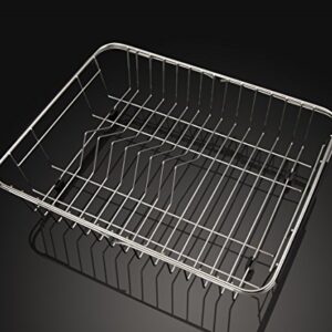 SANNO Expandable Dish Drying Rack Over The Sink Dish Drainer Dish Rack in Sink or On Counter with Utensil Silverware Storage Holder, Rustproof Stainless Steel