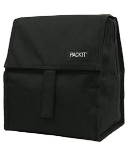 packit freezable lunch bag with zip closure, black