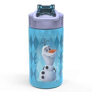 Zak Designs Disney Frozen 2 Kids Water Bottle Set with Reusable Straws and Built in Carrying Loops, Made of Plastic, Leak-Proof Water Bottle Designs (Elsa & Anna, 16 oz, BPA-Free, 2pc Set)