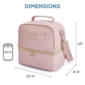 TOURIT Lunch Bag Women Double Deck Lunch Box Insulated Lunch Cooler for Women Men Work, School, Pink