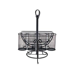 Gourmet Basics by Mikasa Avilla Picnic Plate Napkin and Flatware Storage Caddy with Paper Towel Holder, Complete Service, Antique Black