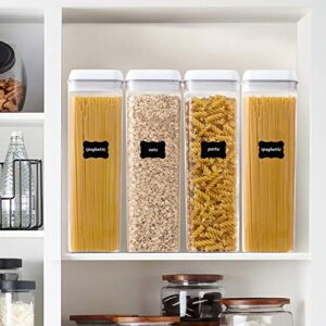 Airtight Food Storage Containers, Vtopmart 4 Pieces BPA Free Plastic Spaghetti Containers with Easy Lock Lids, for Kitchen Pantry Organization and Storage, Include 24 Labels