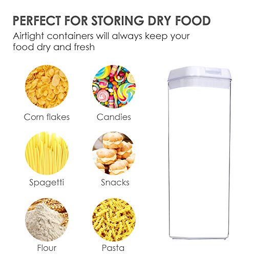 Airtight Food Storage Containers, Vtopmart 4 Pieces BPA Free Plastic Spaghetti Containers with Easy Lock Lids, for Kitchen Pantry Organization and Storage, Include 24 Labels