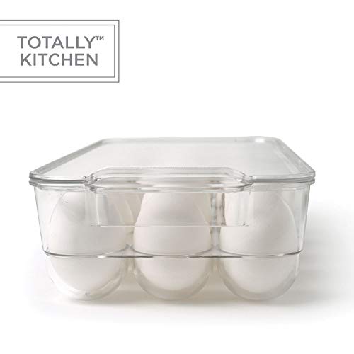 Totally Kitchen Egg Holder for Refrigerator, Fridge Organizers and Storage Clear, BPA-Free Plastic Storage Containers with Lid & Handles, 18 Eggs Tray Bins