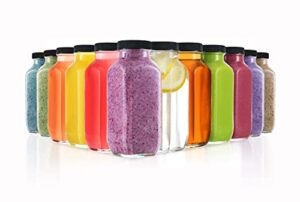 dilabee glass juice bottles with lids – 12 pack – reusable glass water bottles with caps for juicing, smoothie, milk and kombucha – homemade drinking bottles – 8 oz