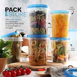 Tafura Freezer Containers for Food with Twist Top Lids [32 Oz - 10 Pack] Reusable Plastic Soup Containers with Screw On Lids | Freezer Containers for Food Storage with Cover | Leakproof, BPA Free