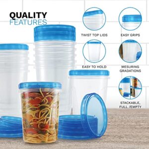 Tafura Freezer Containers for Food with Twist Top Lids [32 Oz - 10 Pack] Reusable Plastic Soup Containers with Screw On Lids | Freezer Containers for Food Storage with Cover | Leakproof, BPA Free