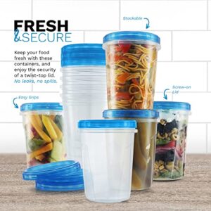 Tafura Freezer Containers for Food with Twist Top Lids [32 Oz - 10 Pack] Reusable Plastic Soup Containers with Screw On Lids | Freezer Containers for Food Storage with Cover | Leakproof, BPA Free