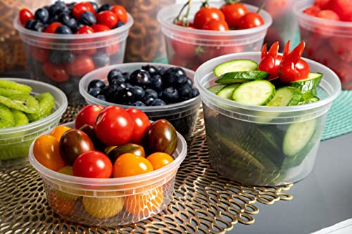 Deli Plastic Food Storage Containers with Airtight Lids [ 12Sets-8oz | 20Sets-16oz | 12Sets-32oz] - Great for Slime, Soup Containers, Portion Control | Microwave | Dishwasher | Freezer Safe | Leakproof | (40 Mix Sets)