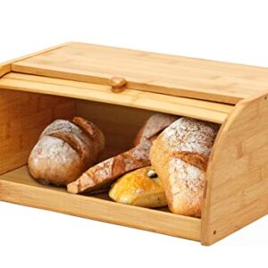 RoyalHouse Premium Bamboo Bread Box, Bread Storage And Organizer, Organizer For Kitchen Countertop, Assembly Required