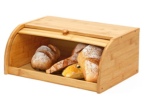 RoyalHouse Premium Bamboo Bread Box, Bread Storage And Organizer, Organizer For Kitchen Countertop, Assembly Required