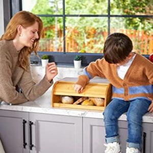 RoyalHouse Premium Bamboo Bread Box, Bread Storage And Organizer, Organizer For Kitchen Countertop, Assembly Required